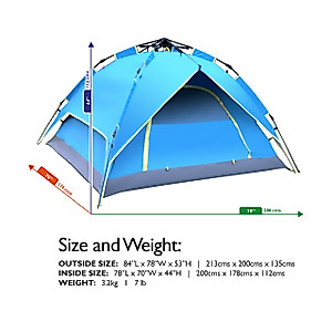 InnoD 3 Person Tent, Instant Pop up Dome Tent for Camping with Waterproof Rain Fly, Easy Setup Outdoor Camping Tent & Shelters