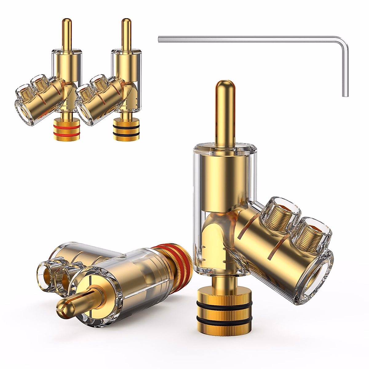 Tertullus 4Pcs Banana Clips Connectors Banana Plugs for Speaker Wire Gold Plated Screw Locking Connectors for Speaker Wire,AV Receiver, Amplifier, Surround Sound