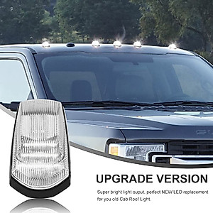 NJSBYL LED Top Cab Lights for 2017 2018 2019 2020 2021 2022 F250 F350 F450 F550 Super Duty Pickup Trucks Front Roof Clearance Marker Lights Clear Lens Lamps Housing Cover 5W 6000K White LED Lighting