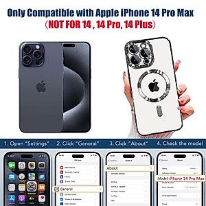 Misscase Compatible with iPhone 14 Pro Max Case with Camera Lens Protector,Full Protection Clear Magnetic Case Compatible with MagSafe Anti-Scratch Case Cover for iPhone 14 Pro Max Silver