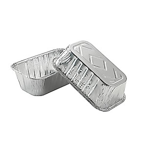 Waytiffer 50 Pack 1Lb mini Loaf Pans Heavy Duty Disposable Aluminum Foil Bread Tins Standard Size - 6" X 3.5" X 2.5" Oven Safe Sturdy Small Bread Tin Pans-1 Pound Loaf Pans