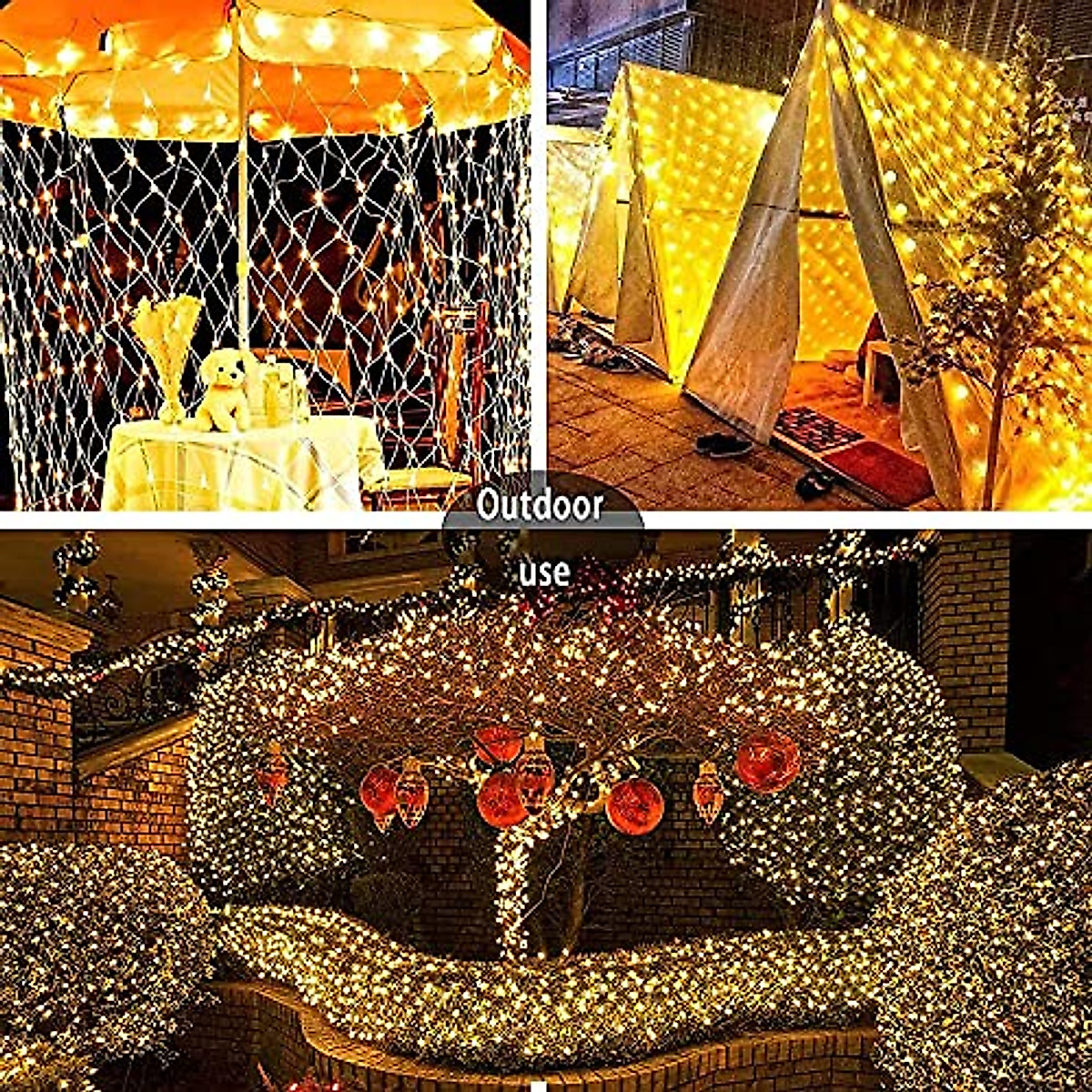 QDY -Net Lights Outdoor Mesh Lights LED Bush Lights 8 Modes Decor Lights for Home Fence Garden Roof Window Indoor Decoration,2 Warm White,6x4m 880LED