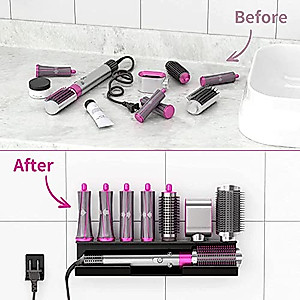 Wall Mount Holder for Dyson Airwrap Styler Hair Curling Iron Wand Barrels and Brushes Storage Stand Rack with Cord Organizer Acrylic