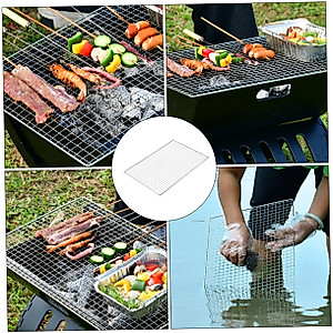Yardwe 4 Pcs Stainless Steel Bbq Mesh Chef Cooling Rack Cookie Cooling Camping Bbq Mesh Bbq Net Pad Stainless Steel Roasting Rack Barbecue Wire Mesh Baking Rack Square Travel Grill