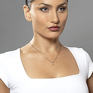 PEORA 14K Rose Gold Morganite and Diamond Pendant for Women, Genuine Gemstone Dainty Teardrop Solitaire, Pear Shape, 7x5mm