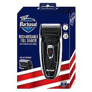 Barbasol Rechargeable Electric Foil Shaver with Stainless Steel Blades and Pop Up Trimmer