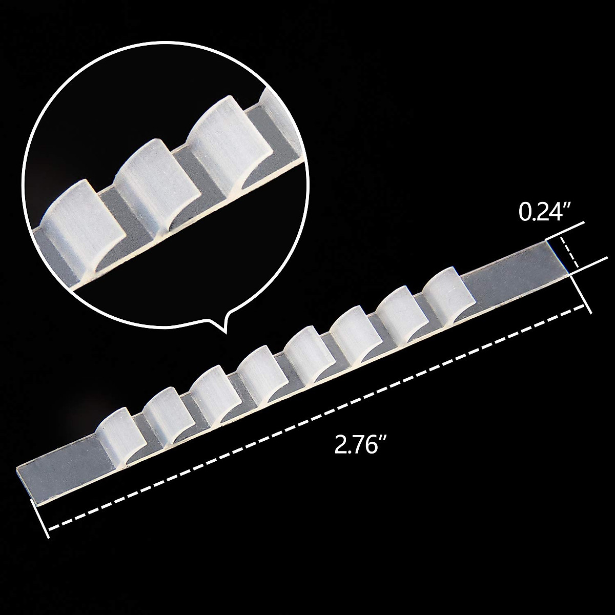 AUEAR, 100 Pack Clear Non-Slip Rubber Hanger Grips Hanger Strips Adhesive Clothes Hanger Grips (2.76" x 0.24")