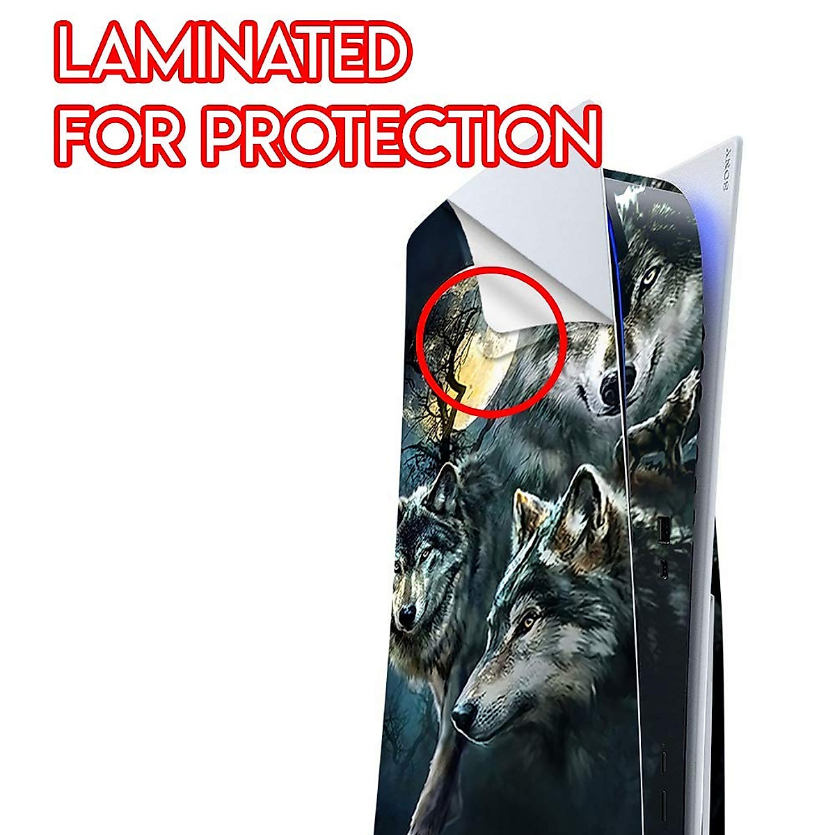 ITS A Skin Skins Compatible with Sony Playstation 5 Console Disc Edition - Protective Decal Overlay Stickers wrap Cover - 3 Wolves Moonlight