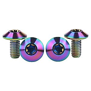 Wanyifa Titanium M4 M5 M6 10 12 15 20 25mm Button Torx Head Bolt Screw for Bicycle Motorcycle Pack of 4 (Ranibow, M5x12mm)