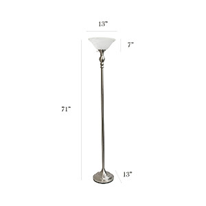 Elegant Designs LF2001-RBZ 1 Light Restoration Bronze Torchiere Floor Lamp with Marbelized Amber Glass Shade