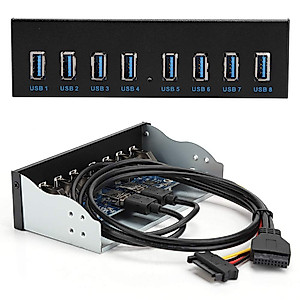 ASHATA USB Front Panel,USB3.0 19PIN 8 Ports Hub Optical Drive Extension Front Panel Adapter for PC Computer