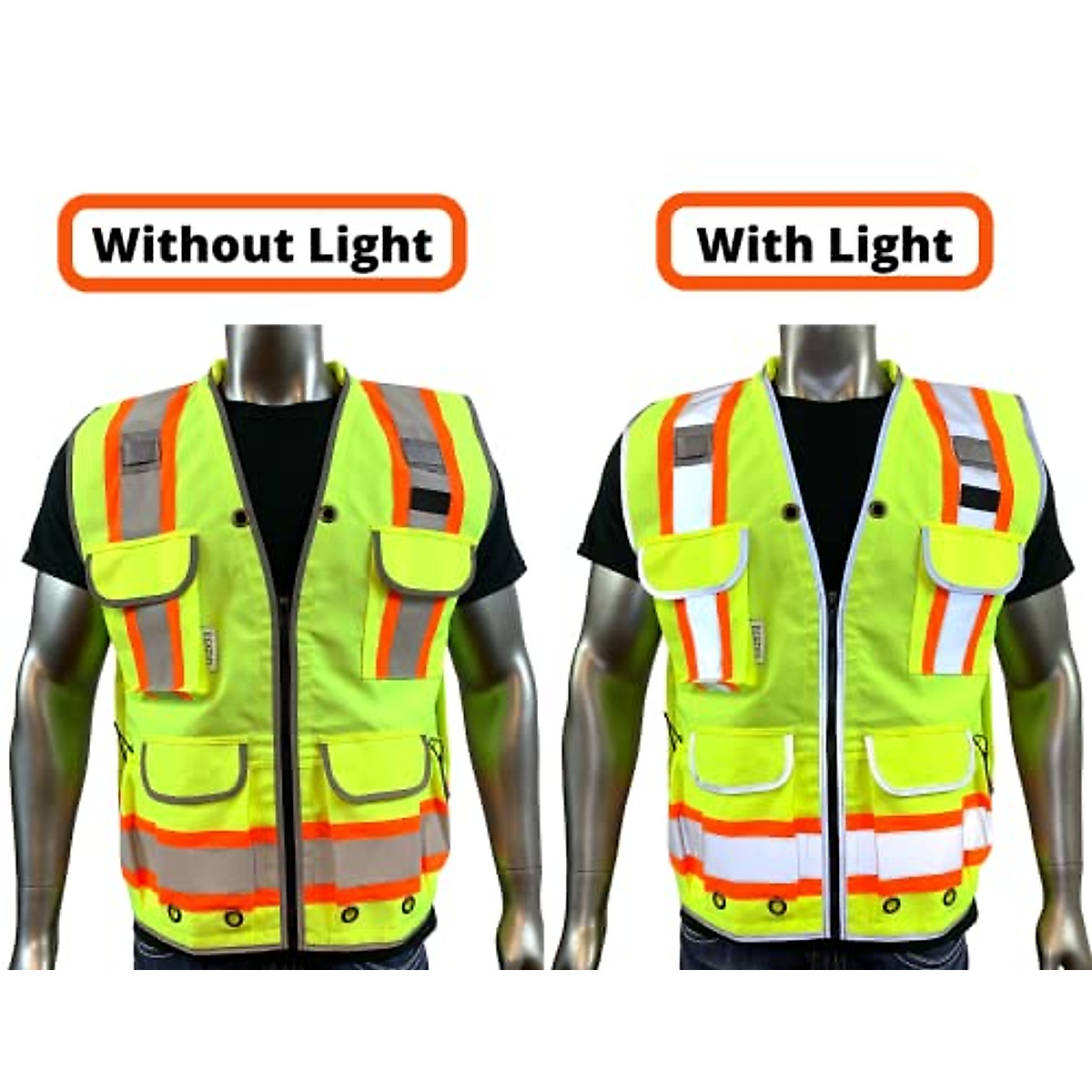 REXZUS A Reflective Safety Vest For mens Class 2 Heavy Woven Two Tone Engineer Hi Viz Safety Vest 3M Tape (Yellow, Medium)