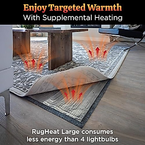 RugHeat Portable Heated Floor Mat, Large (58x81 inches) Fits Under a 5' x 7' Rug - Under-Rug Pad for Heated Rug, Electric Radiant Floor Heater for Area Rugs, Heating Mat for Bedrooms, Living Rooms