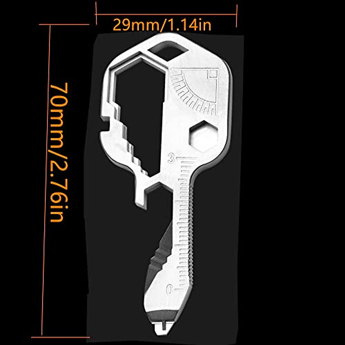 24- in-1 Key Shaped Pocket Tool, Keychain Multitool with Key Chain, Outdoor Keychain Tool, Best Gift for Dad, Husband, Boyfriend(Silver)