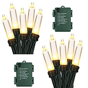 BrizLabs Battery Christmas Lights, 17.94ft 50 LED Warm White Christmas Lights, Green Wire Christmas String Light Indoor/Outdoor, 8 Modes Decorative Holiday Light for Xmas Tree, Wreath, Wedding, 2 Sets