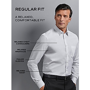 Van Heusen Men's Long Sleeve Oxford Dress Shirt, Blue, X-Large