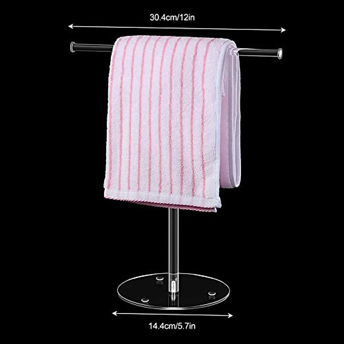 MSUIINT 2 PCS Transparent Towel Rack T-Shape Hand Towel Holder for Bathroom, Solid Acrylic Bath Towel Bar Stand, Headband Holder and Lightweight Bathroom Towel Racks, Counter Organizer