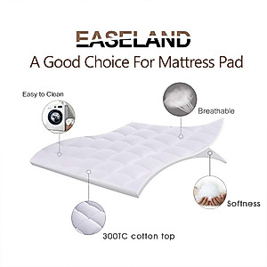 EASELAND RV King Mattress Pad Pillow Top Mattress Cover Quilted Fitted Mattress Protector Cotton Top 8-21" Deep Pocket Cooling Mattress Topper (72x80 Inches, White)
