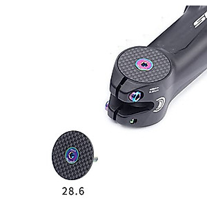 COONIUM 1 1/8” (28.6mm) Headset Stem Top Cap, Carbon Fiber with M6 X 30 Titanium Compression Bolt for Road Bike and MTB