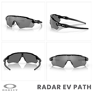 Oakley Radar EV Path OO9208 920852 38MM Polished Black/Prizm Black Shield Sunglasses For Men + BUNDLE Accessory Leash Kit + BUNDLE with Designer iWear Eyewear Kit