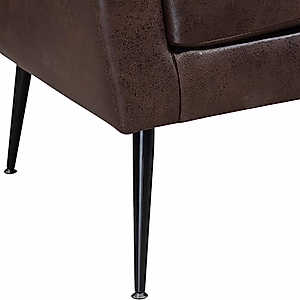 51" Faux Leather Loveseat Sofa with 2 Throw Pillows,Mid-Century Loveseat Faux Leather Sofa Couch for Small Space,Two-Seater Sofa with Metal Legs,Small Mini Room Couch for Office (Dark Brown)