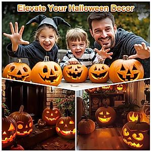 XINYA BAO 28 PCS Pumpkin Carving Kit Tools Halloween Professional Heavy Duty Stainless Steel Carve Knife Set with LED Candle Lights, Stencils, Storage Bag, Gifts & Adults DIY Lantern Decorating.