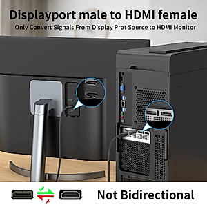 IIABC Displayport to HDMI Adapter 4K 24K Gold Plated Displayport DP to HDMI Female Converter，Uni-Directional Display Port to HDMI Converter Compatible for Lenovo, HP, Dell &More- Grey