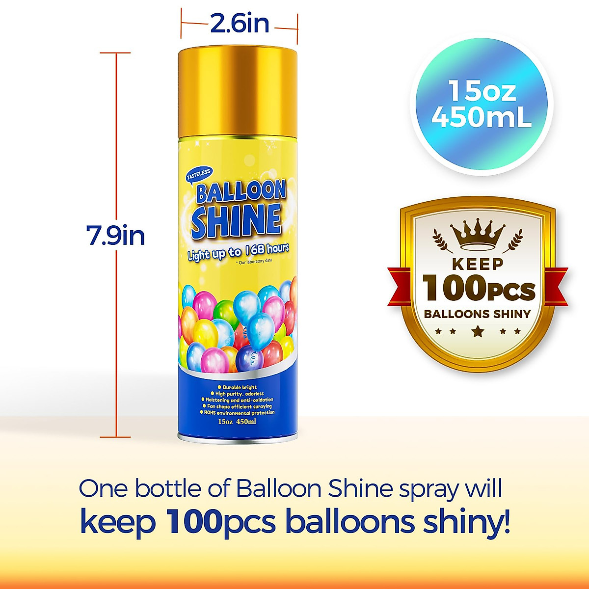 Bezente Balloon Shine Spray - 15 oz High Shine Balloon Spray, Balloon Spray Shine, Waterproof, Long-lasting Antioxidant, Odorless, Instant Shiny Effect for Party Balloons Decorations