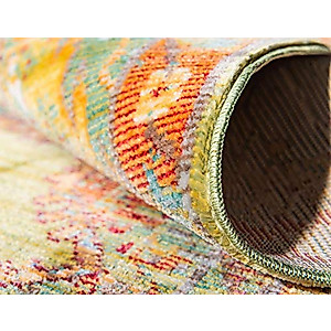 Unique Loom Austin Collection Vibrant Colors, Abstract, Traditional Area Rug, Rectangular 6' 0" x 9' 0", Light Green/Beige