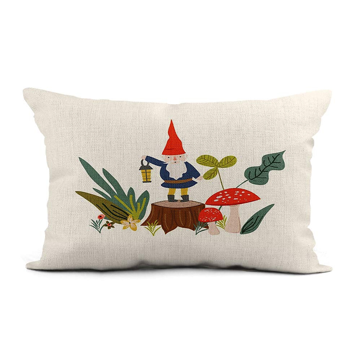 Topyee Throw Pillow Cover 12x20 Inch Gnomes Woodland Gnome Mushroom Whimsical Garden Home Decor Pillowcase Lumbar Pillow Case Cushion Cover for Sofa Couch Bed