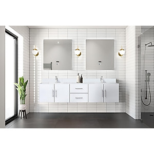 Bell+Modern Sonoma 80 in. W x 22 in. D Glossy White Double Bath Vanity and White Quartz Top
