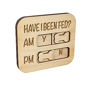 JennyGems Dog Feeding Reminder, Have I Been Fed, Dog Feeding Magnet, Feed Tracker AM PM, Wooden Reminder Slider for Fridge, Made in USA