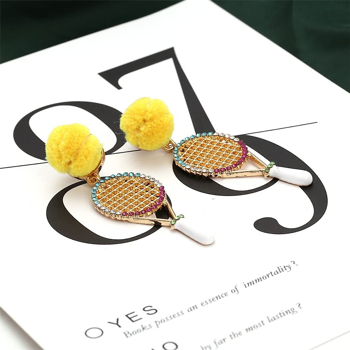 Tennis Racket Dangle Drop Earrings Tennis Racket Jewelry for Women Crystal Earrings for Women