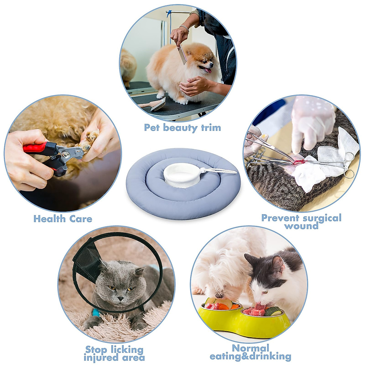 Abbylike Cat Cone Collar and Surgical Recovery Suit Set Cat Neck Donut Collar Soft Elizabeth Recovery Collar Cone E Collar Alternative for Small Pets Dog Kitten Puppy After Surgery Wear (X-Large)