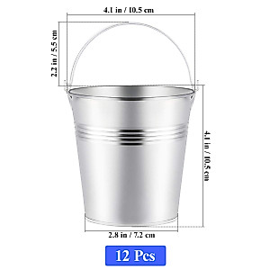 NUOBESTY Small Buckets for Party Favors Serving Buckets, Mini Metal Bucket Set 12Pcs, Mini Tinplate Buckets, Ice Buckets, Snack Buckets for French Fries Planting Flowers Candies