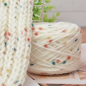 50g/Ball 4ply Mohair Yarn with Colored Beans Blended Cotton Yarn Wool Weaving Handknitting Yarn for DIY Crocheting Scarf Sweater (Color : 04-caihongtangxiao)