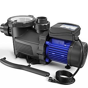 AQUASTRONG 1 HP In/Above Ground Pool Pump with Timer, 220V, 6100GPH, High Flow, Powerful Self Primming Swimming Pool Pumps with Filter Basket