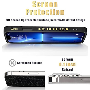 Teageo Compatible with iPhone 12 Pro Max Case 6.7 inch for Women Girls, Cute Luxury Heart [Soft Anti-Scratch Full Camera Lens Protective Cover] Silicone Girly Phone Case for iPhone 12 Pro Max-Black