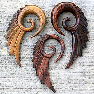 Covet Jewelry Organic Sono Wood Swan's Wing Spiral Taper (6GA)