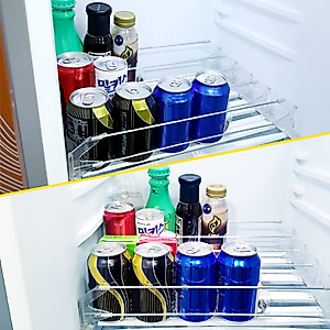 Drink Dispenser for Fridge, Number-one Soda Organizer for Refrigerator with Automatic Pusher Glide, Width Ajustable Soda Can Organizer for Beer, Pop Can, Water Bottle Storage Pantry, 5 Row (White)