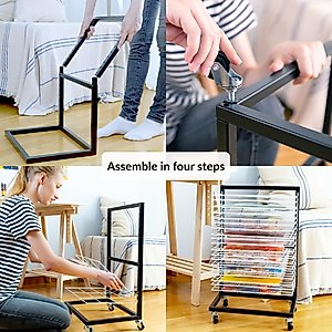 ODOXIA Art Drying Rack for Classroom | Functional & Mobile Paint Drying Rack | 19 Removable Shelves | Canvas Rack Art Storage | Painting Drying Rack with Wheels | Stack Rack for Painting, and More