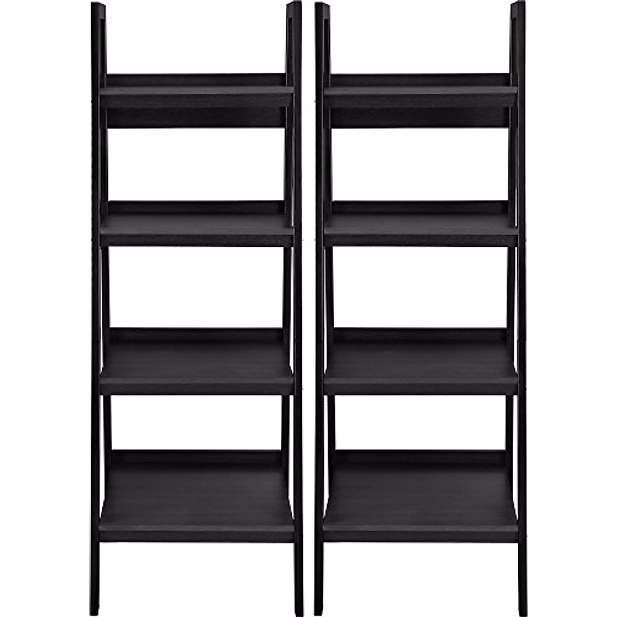 Ameriwood Home Lawrence 4 Shelf Ladder Bookcase Bundle, Black