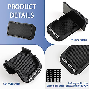 ZBGUN Pack-1 PVC Multi-Functional Anti-Slip Mat, 7.8 Inches x 4.3 Inches Car Phone Holder with Double Card Slots, Automobile Interior Products, Universal for Most Cars, SUVs and Vans (Black)