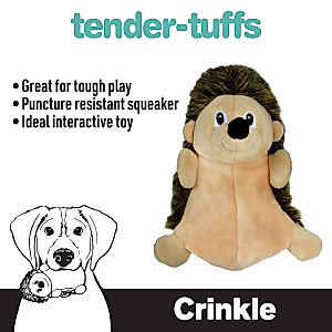 SmartPetLove Snuggle Puppy Tender-Tuffs Crinkle - Large Tough Plush Stuffed Hedgehog Animal Dog Toy with Puncture Resistant Squeaker and Super Strong Seams