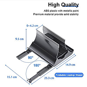 AmazeFan Vertical Laptop Stand Holder-Gravity Locking Holder Dock Space Saving Organizers and Storage for Desk-Compatible with MacBook/Air Pro/iPad/Dell/(Up to 17'')-Gray