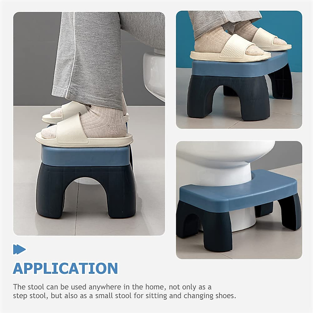 Housoutil Potty Toilet Stool Squatting Poop Stool Baby Step Stool for Bathroom Non-Slip Potty Stool for and Adults in Bathroom Toilet Blue