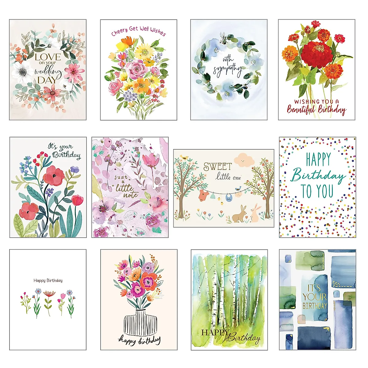 Gina B Designs Pack of 12 Assorted “General Greeting Cards