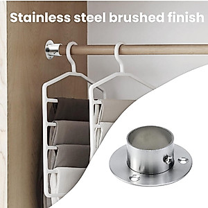 Antrader 4-Pack Stainless Steel Closet Rod Flange 1.5 Inch Dia. Adjustable Socket Bracket Support Holder for Pipe（Silver）