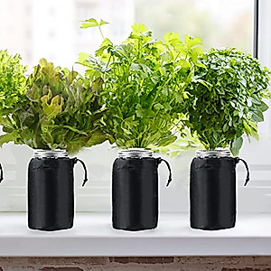 12Pcs Kratky Blackout Sleeves for Ball Mason Jars 32 Oz, Black Wide Mouth Mason Jar Grow Cover, Hydroponic Container Sheath, Sprouting Jars Sleeves for Help Plants Grow Healthily of Kratky