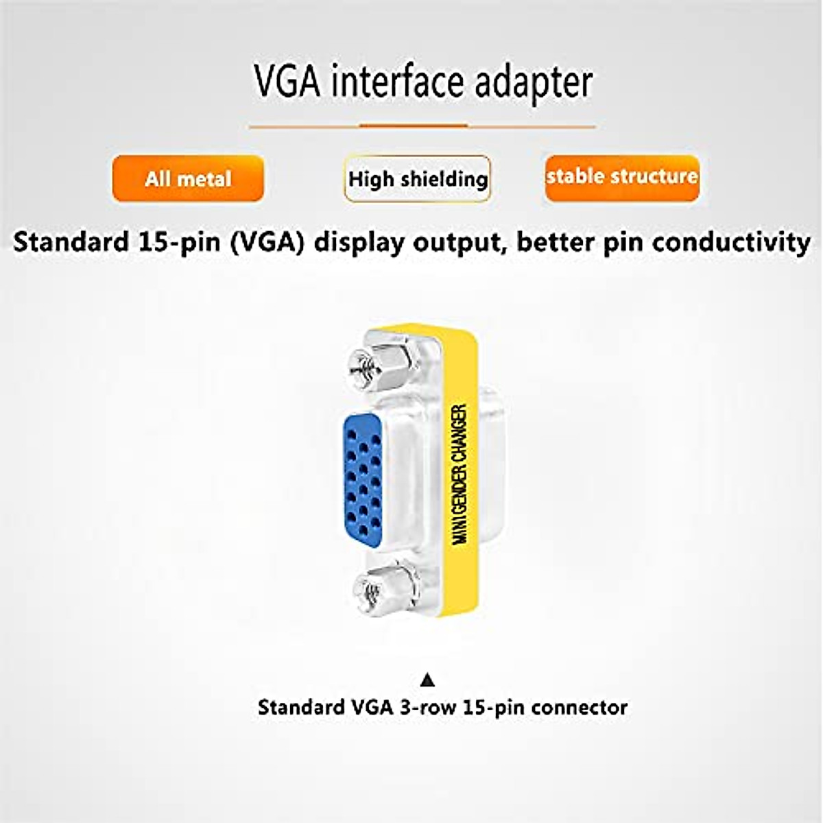 LNHCAW vga to vga 15 vga Connector、Null Modem Adapter Male to Male、Male to Female、vga Female to Female Adapter Extender Dual vga Adapter for 2 Monitors (2, Female to Female)